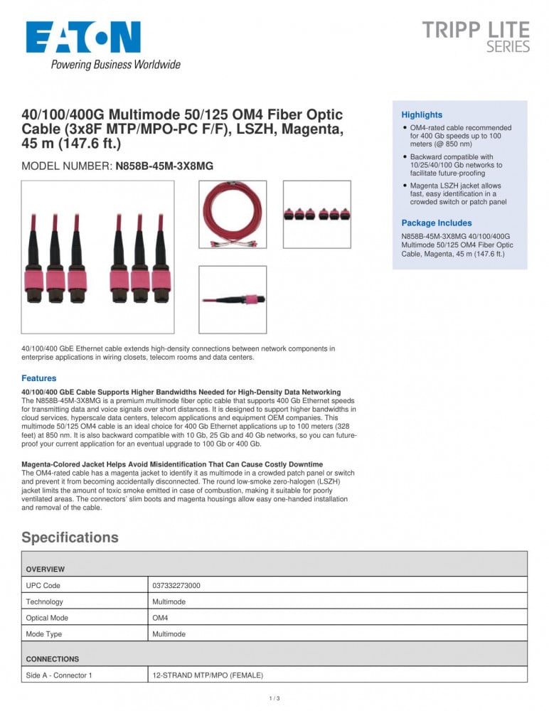 N858B-45M-3X8MG technical document page 1