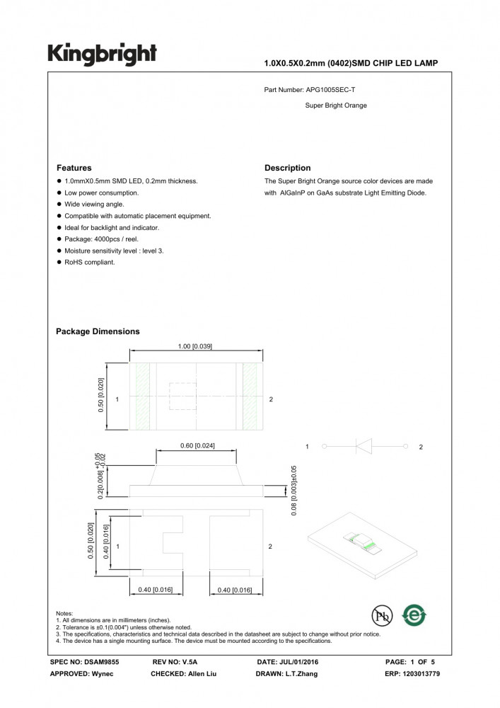 APG1005SEC-T datasheet page 1