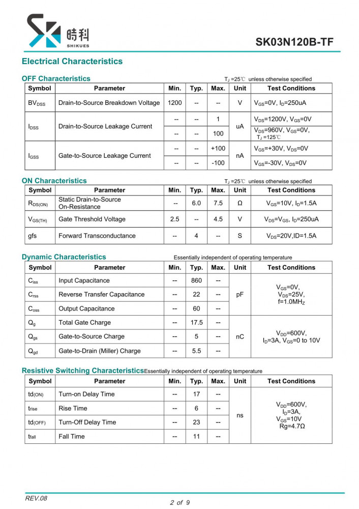 SK03N120B-TF datasheet page 2