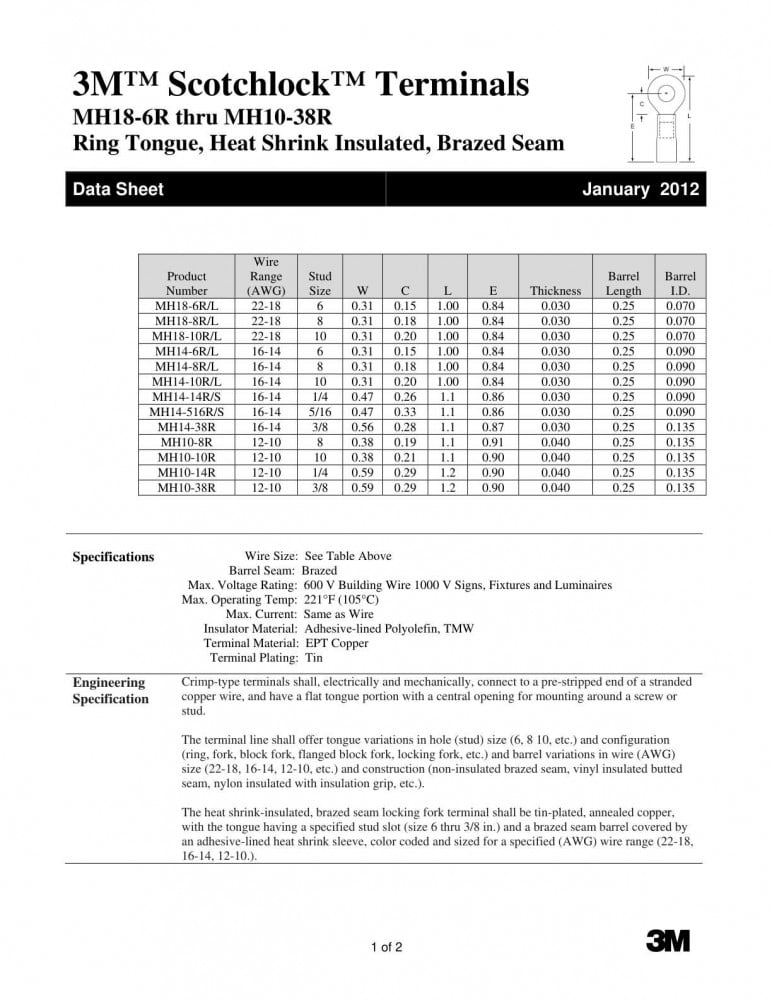 3M MH10 terminal datasheet page 1