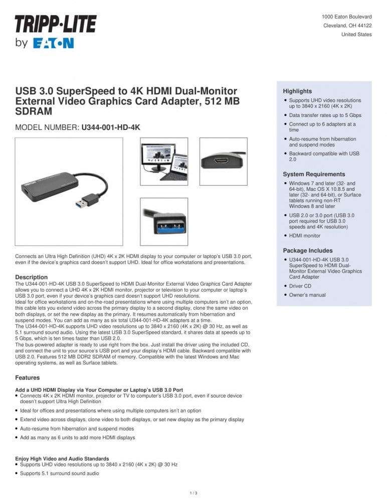 U344-001-HD-4K technical document page 1