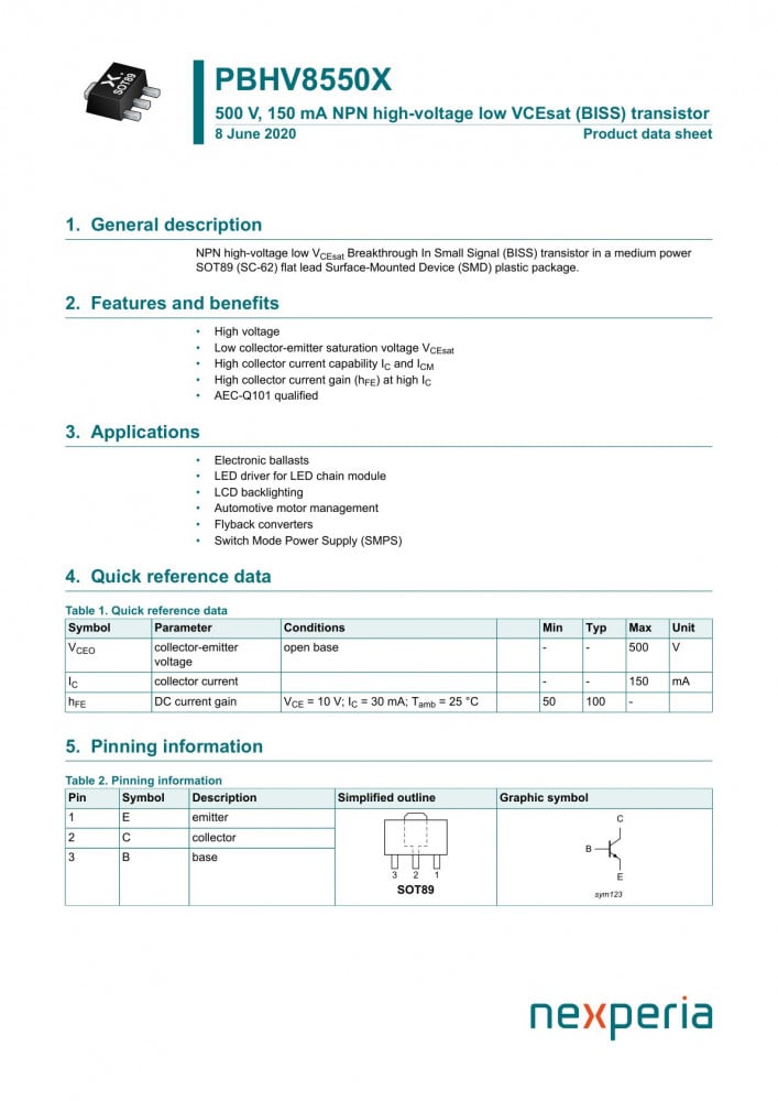 PBHV8550XF datasheet page 1