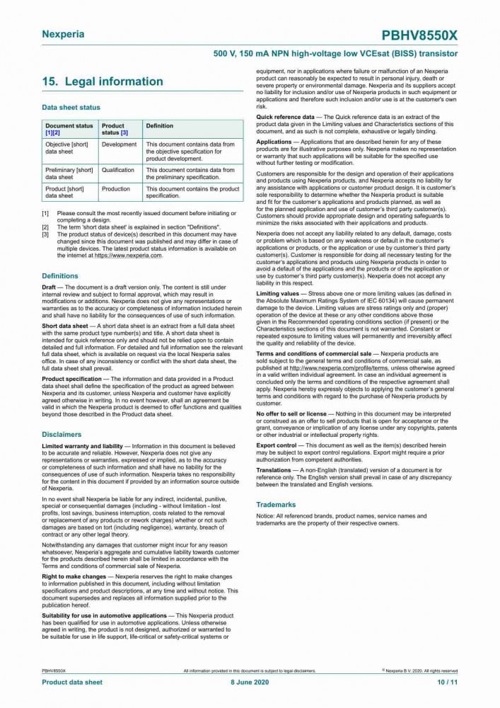 PBHV8550XF datasheet page 10