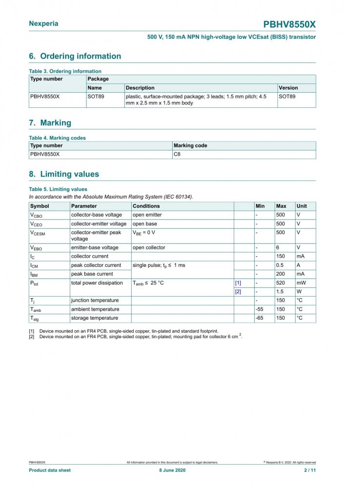 PBHV8550XF datasheet page 2