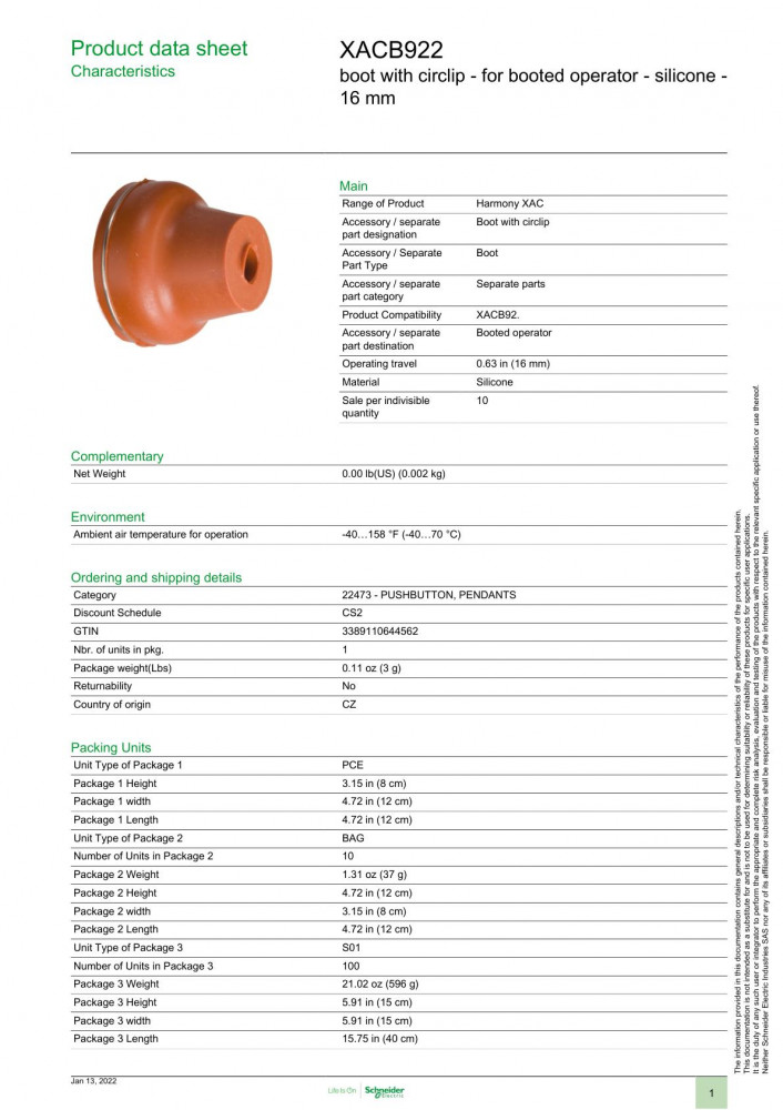 XACB922 technical document page 1