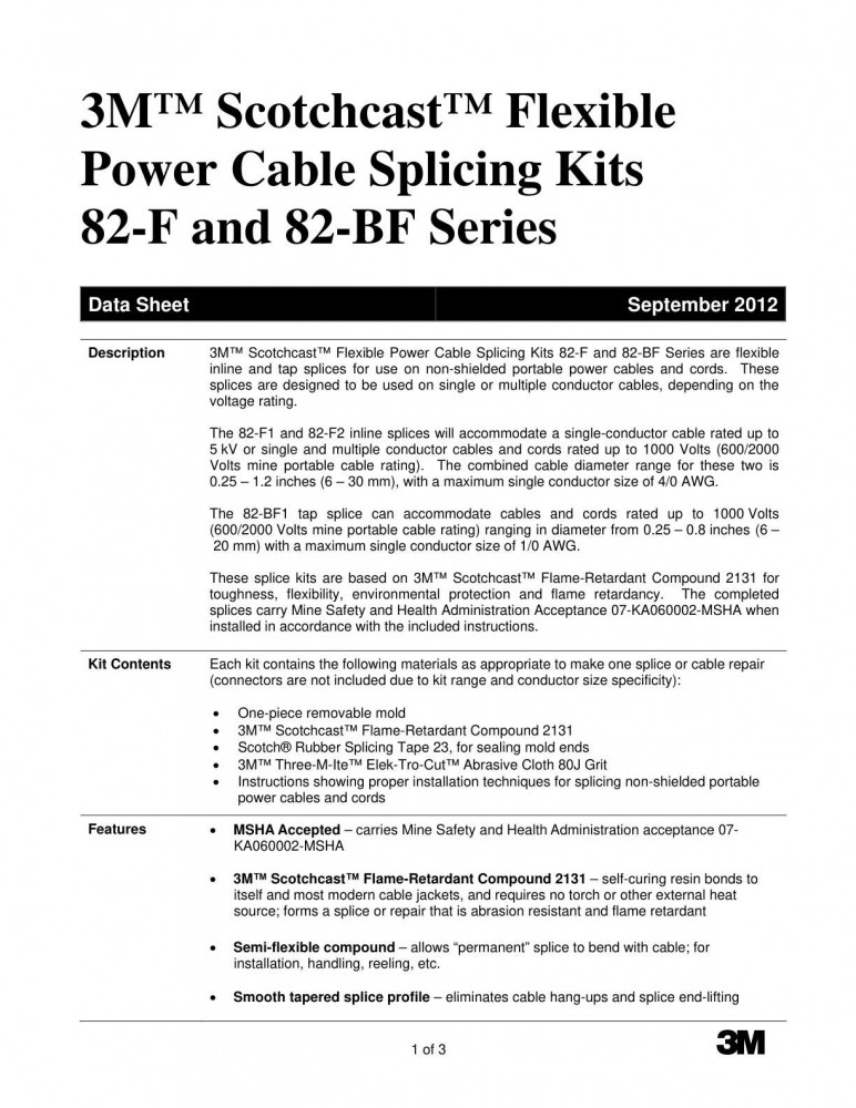 3M 82-BF1 technical document page 1