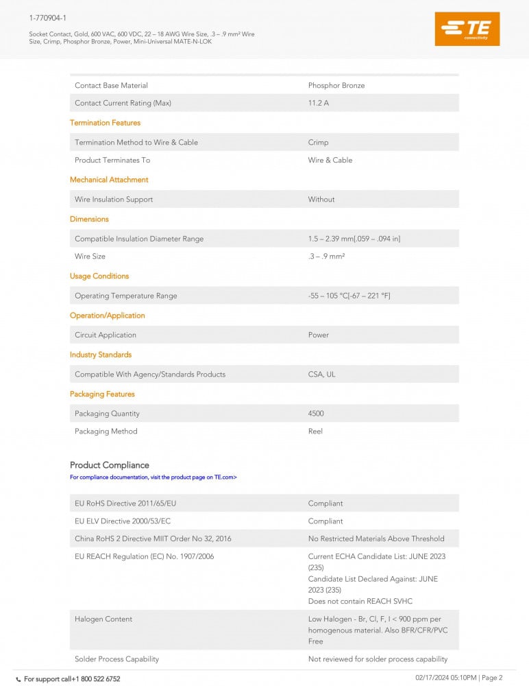 TE Connectivity 1-770904-1 document page 2