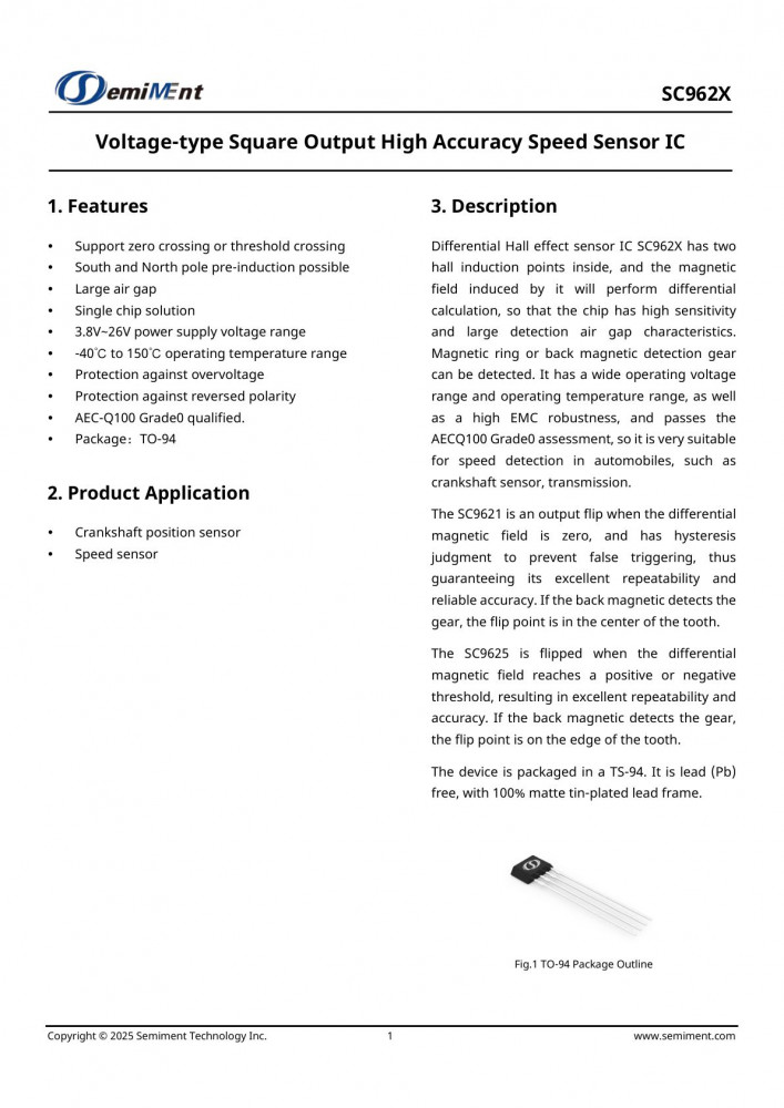 SC9625VB datasheet page 1