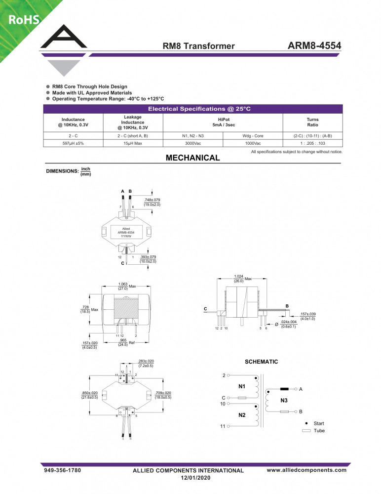 ARM8-4323 product datasheet page showing specifications and mechanical or schematic information