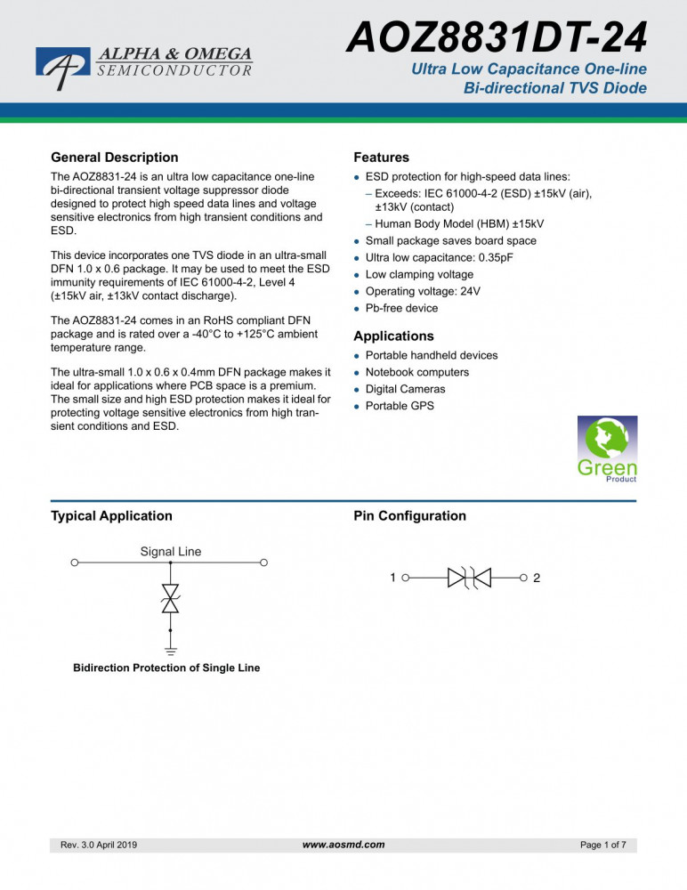 AOZ8831DT-24 datasheet page 1