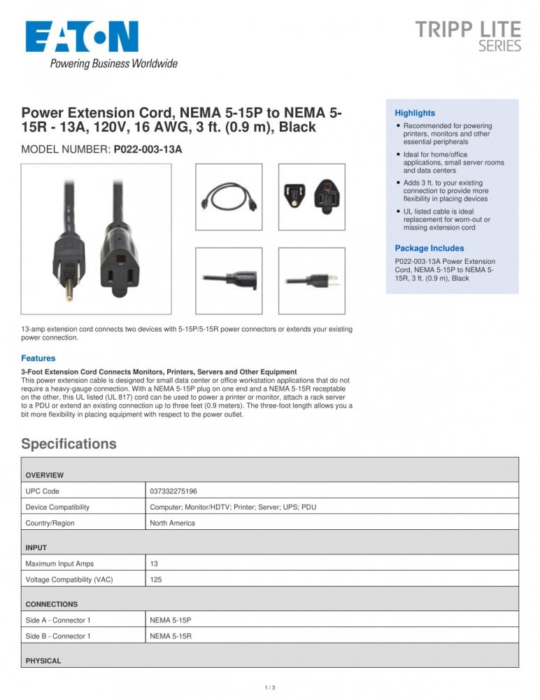 P022-003-13A technical document page 1