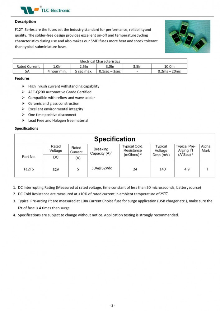 F12T5 datasheet page 2