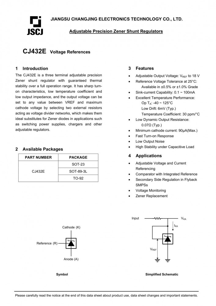 CJ432E datasheet page 1