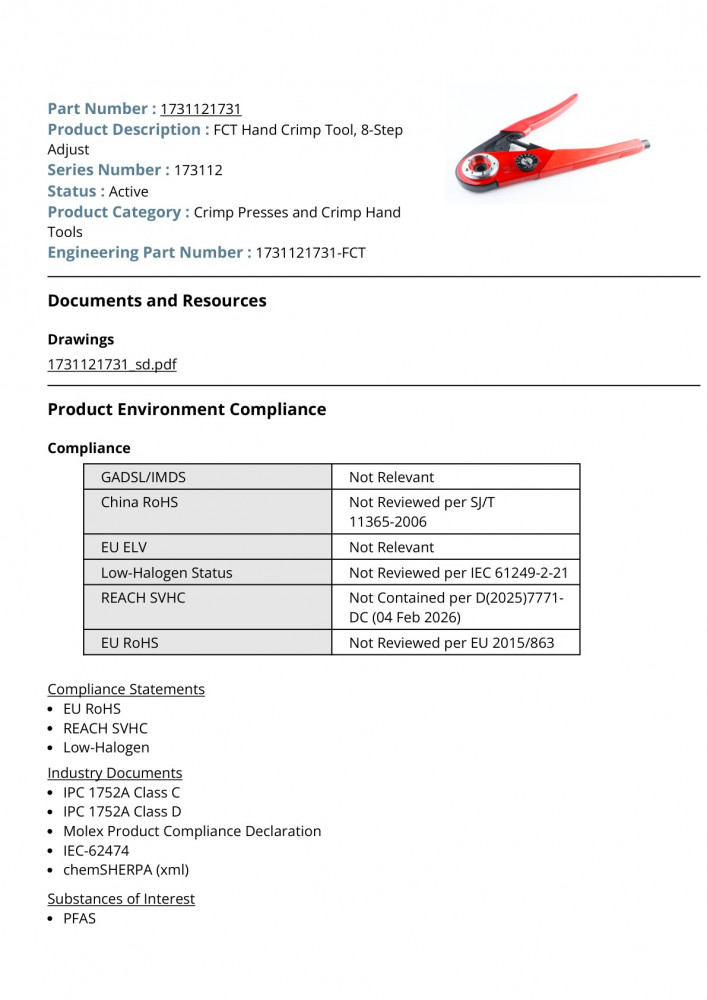 MOLEX 1731121731 drawing page 1