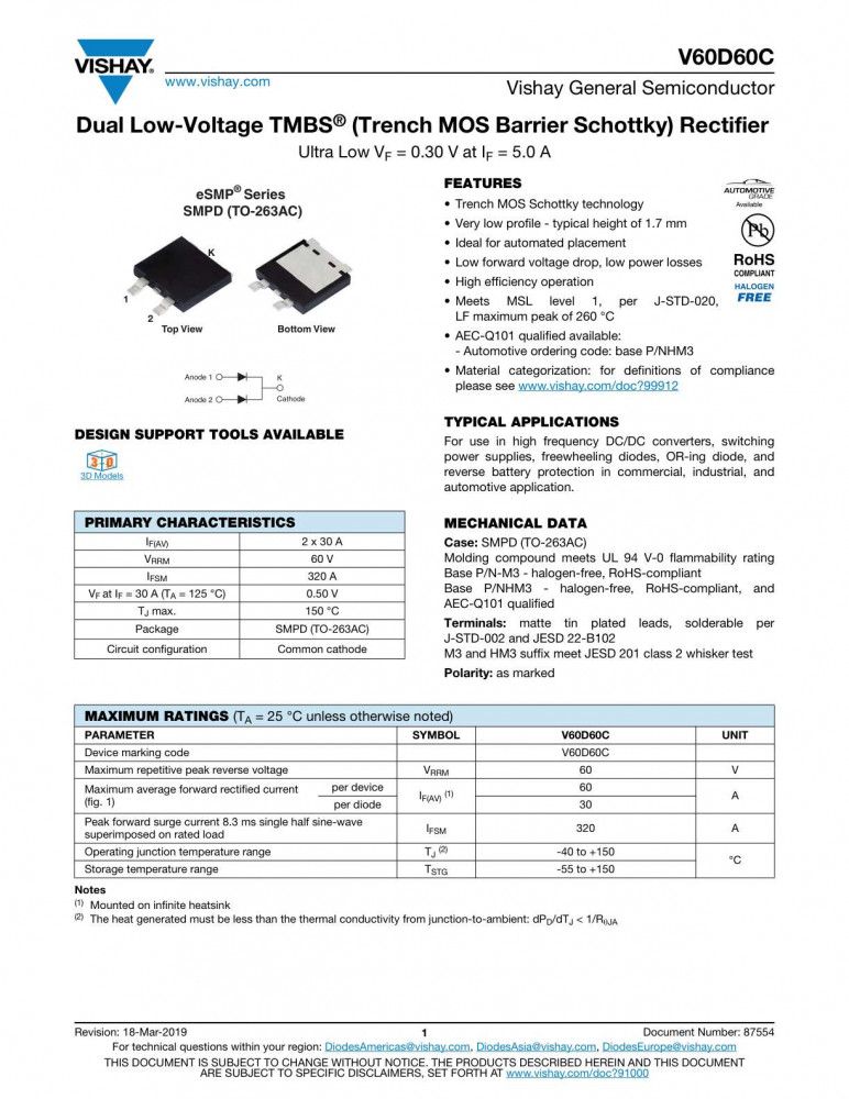 V60D60C datasheet page 1