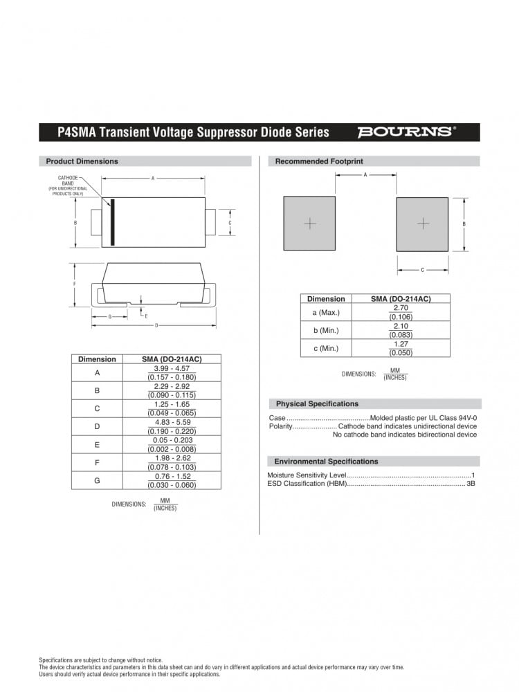 BOURNS P4SMA datasheet page 4