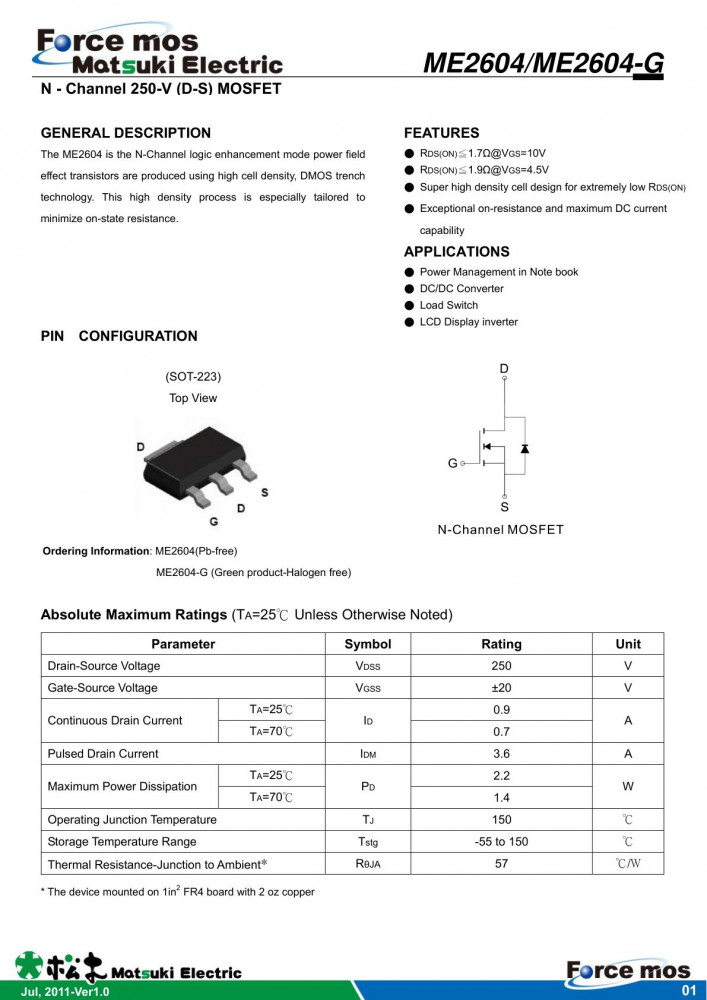 ME2604-G datasheet page 1