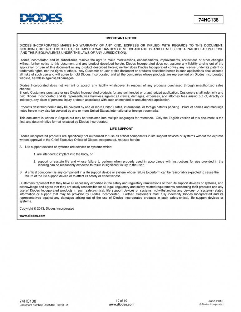 74HC138S16-13 datasheet page 10