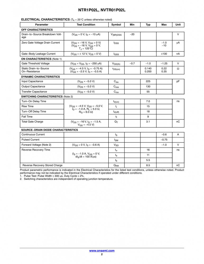 NTR1P02LT3G datasheet page 3