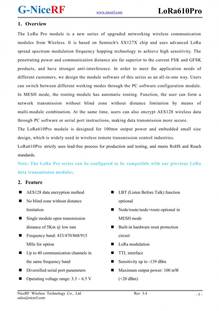lora610PRO-470MHz technical document page 3