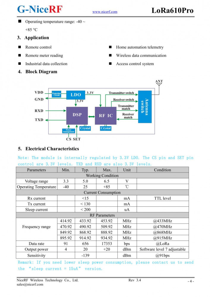 lora610PRO-470MHz technical document page 4