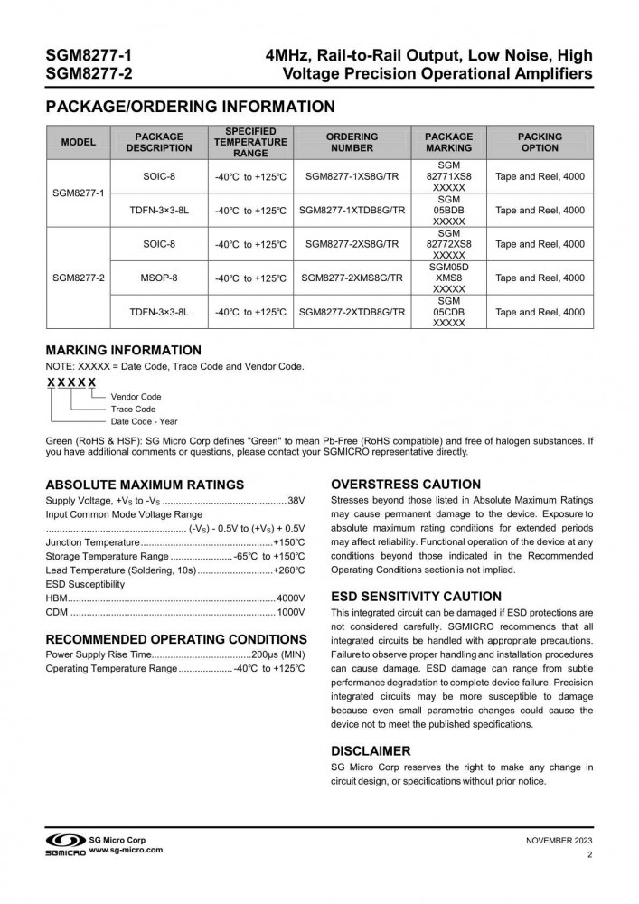 SGM8277-1 datasheet page 2