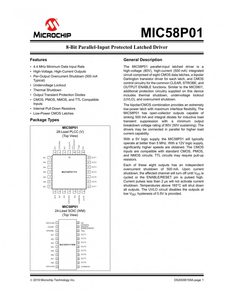 MIC58P01 datasheet page 1