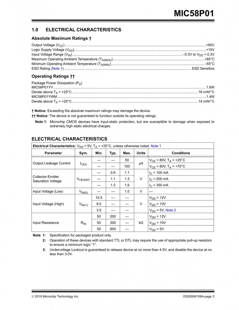 MIC58P01 datasheet page 3