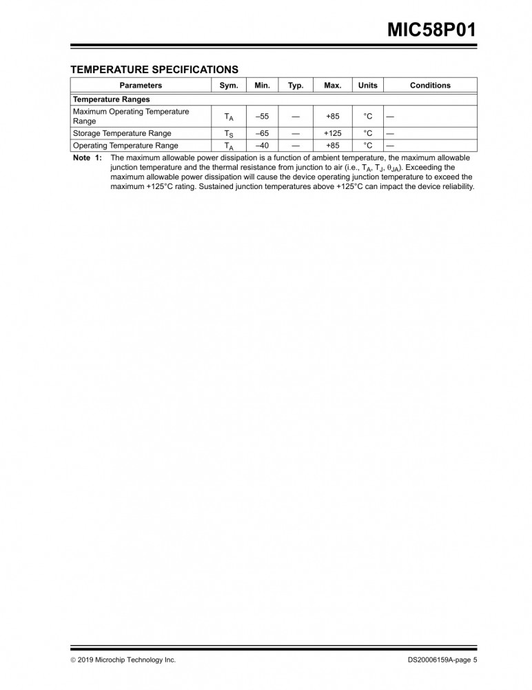 MIC58P01 datasheet page 5