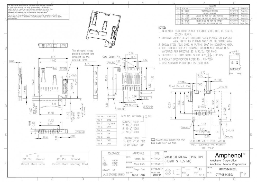 Amphenol GTFP08431BEU drawing page 1
