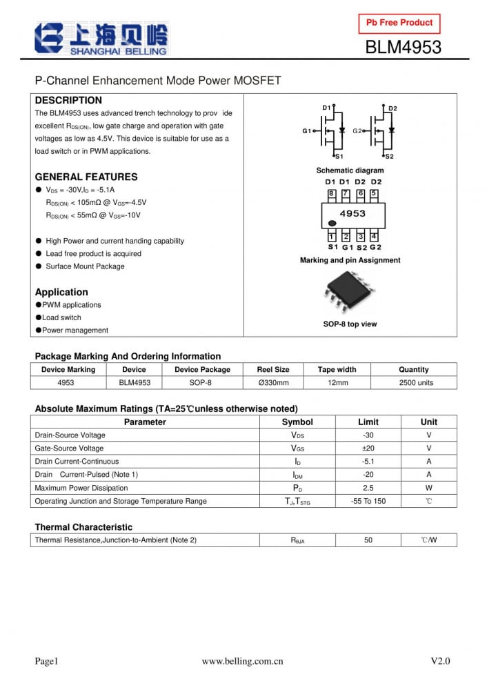 BLM4953 datasheet page 1