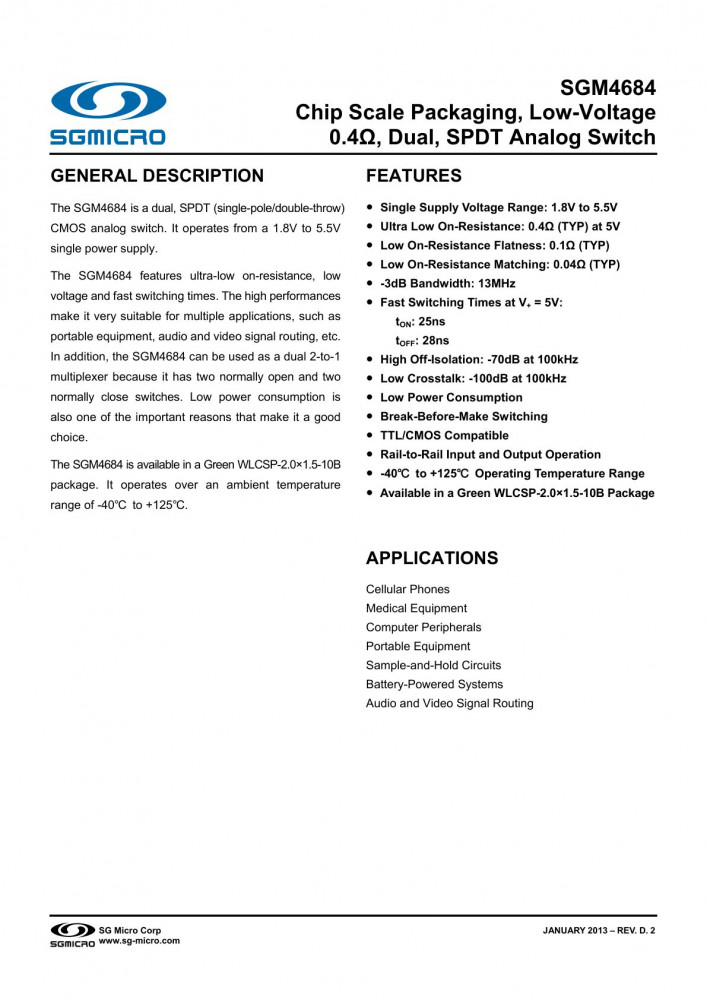 SGM4684 datasheet page 1