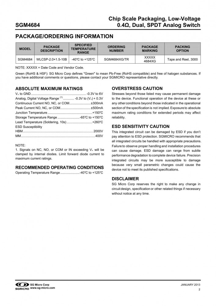 SGM4684 datasheet page 2