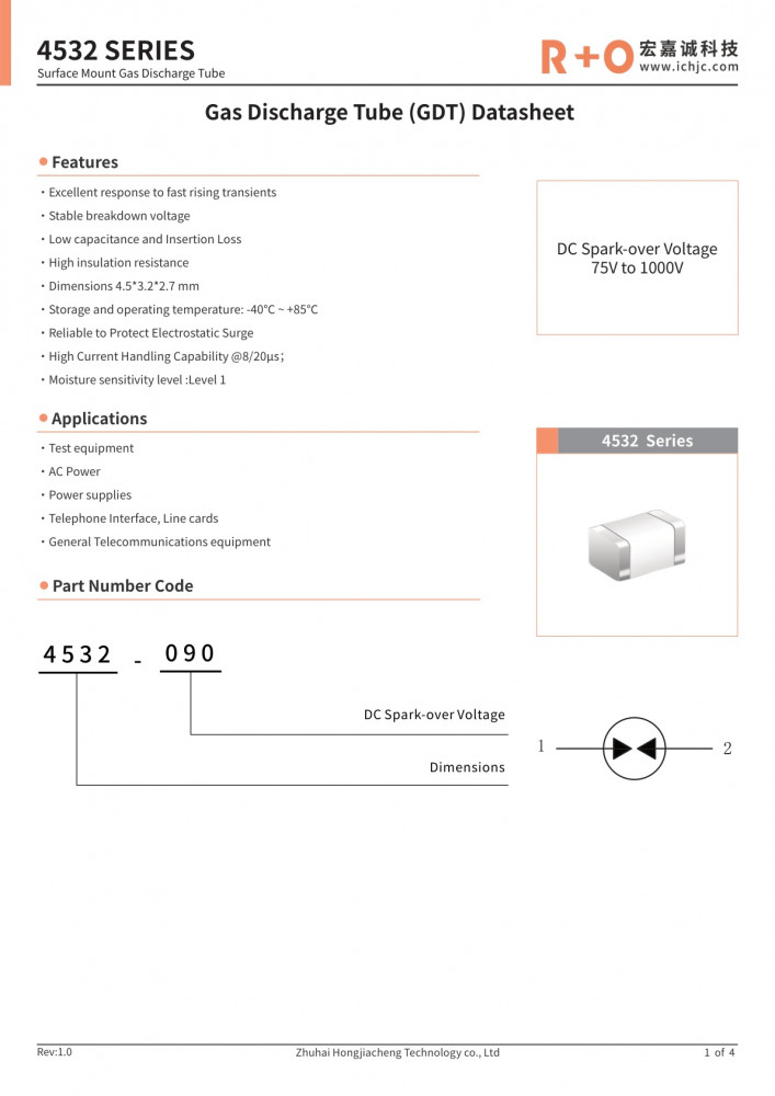 4532 Series GDT datasheet page 1