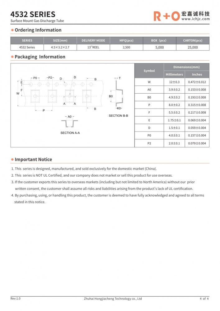4532 Series GDT datasheet page 4