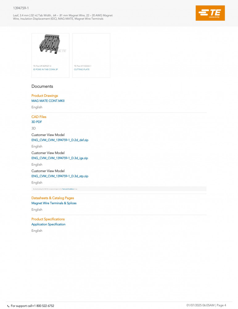 TE Connectivity 1394759-1 technical document page 4