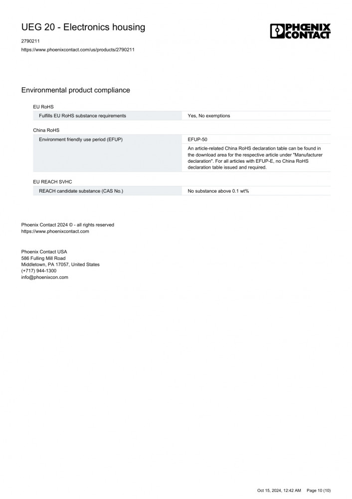 Phoenix Contact 2790211 technical document page 10