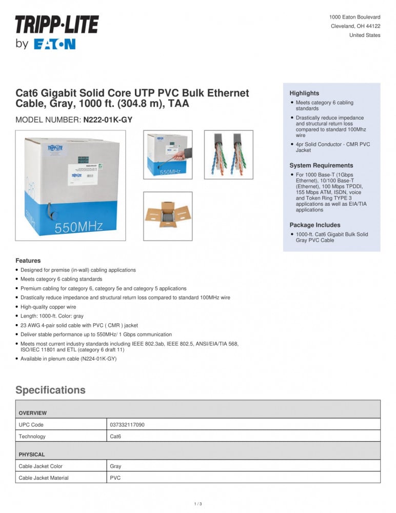 N222-01K-GY technical document page 1