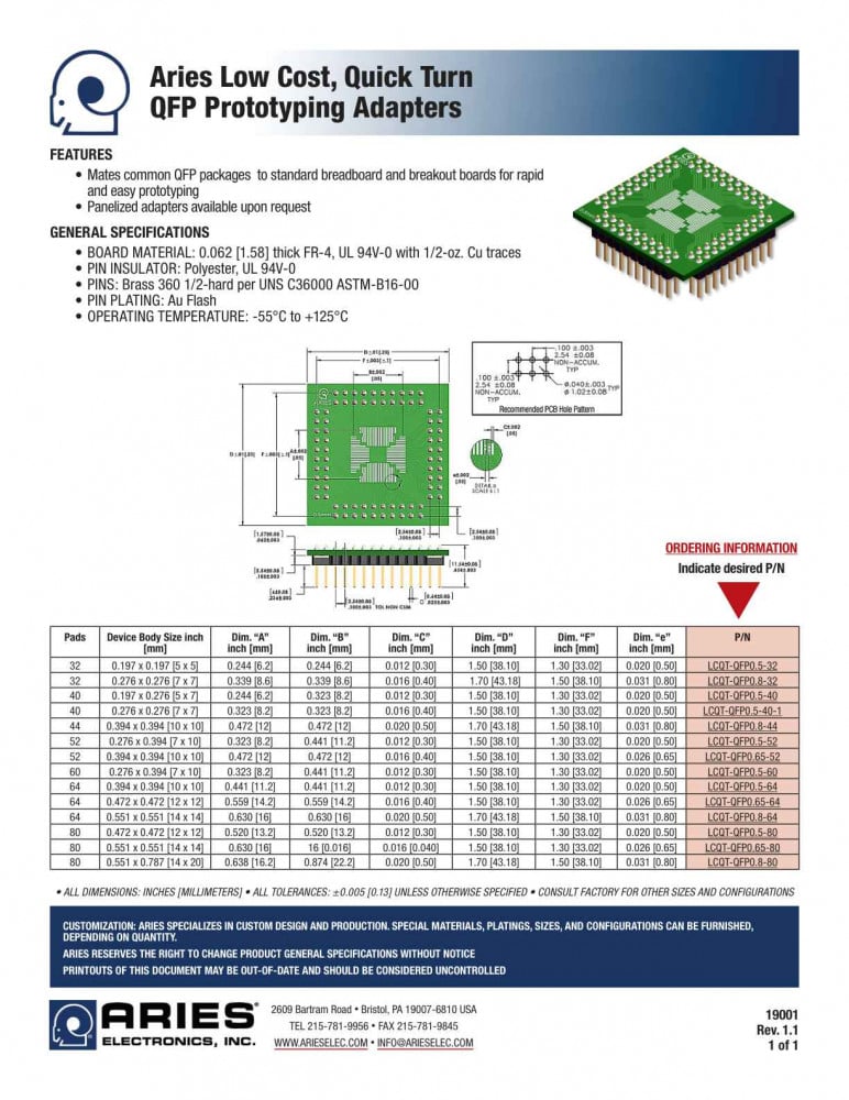 LCQT-QFP0.8-44 technical document page