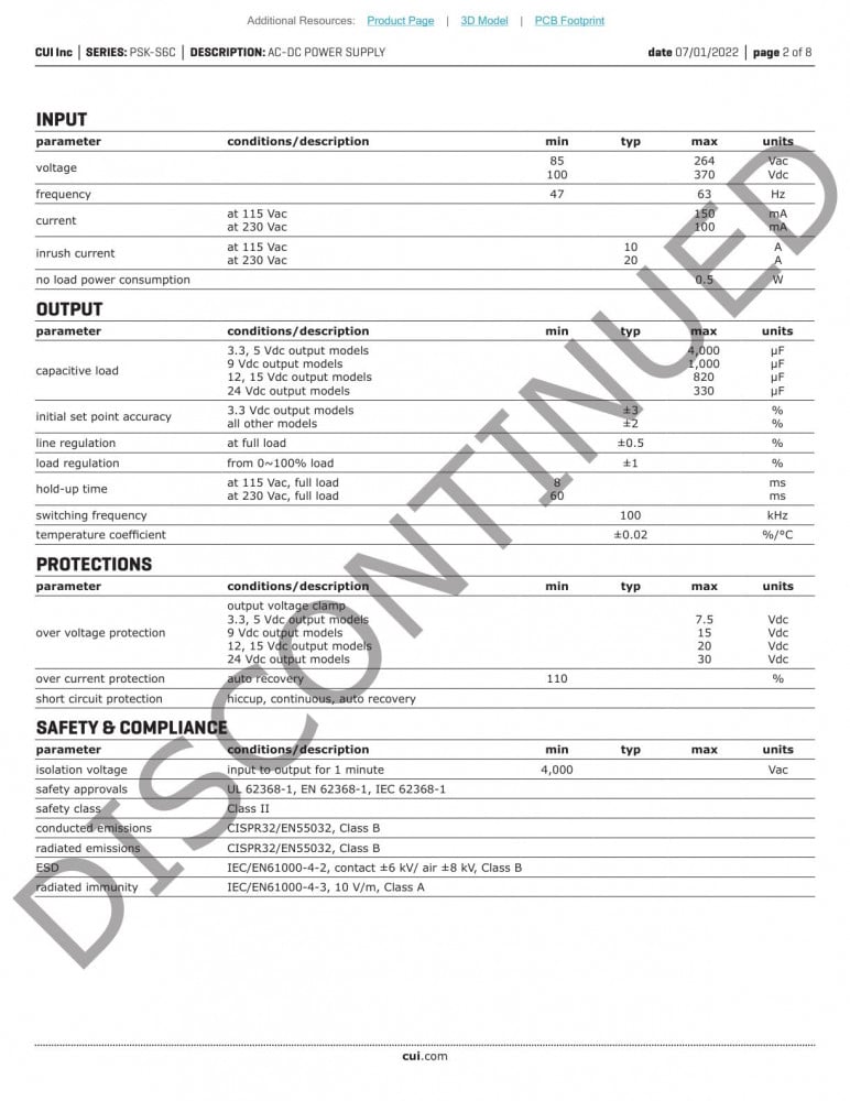 CUI PSK-S6C-3 datasheet page 2