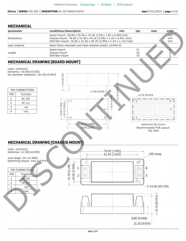 CUI PSK-S6C-3 datasheet page 5