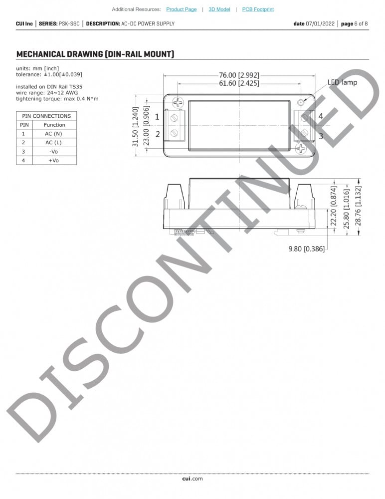 CUI PSK-S6C-3 datasheet page 6