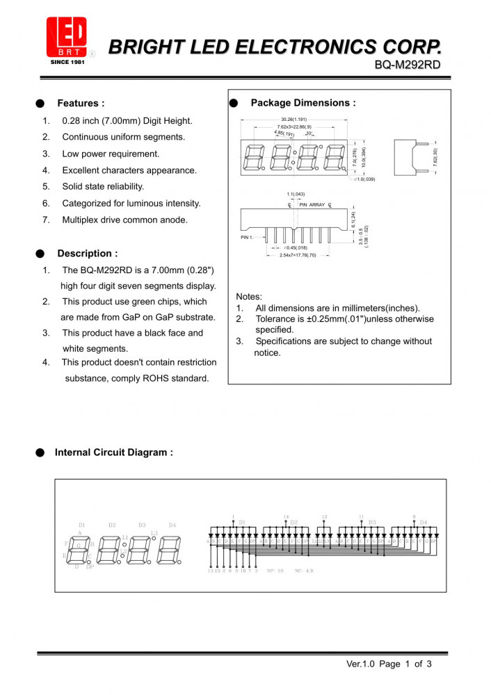 BQ-M292RD technical document page 1