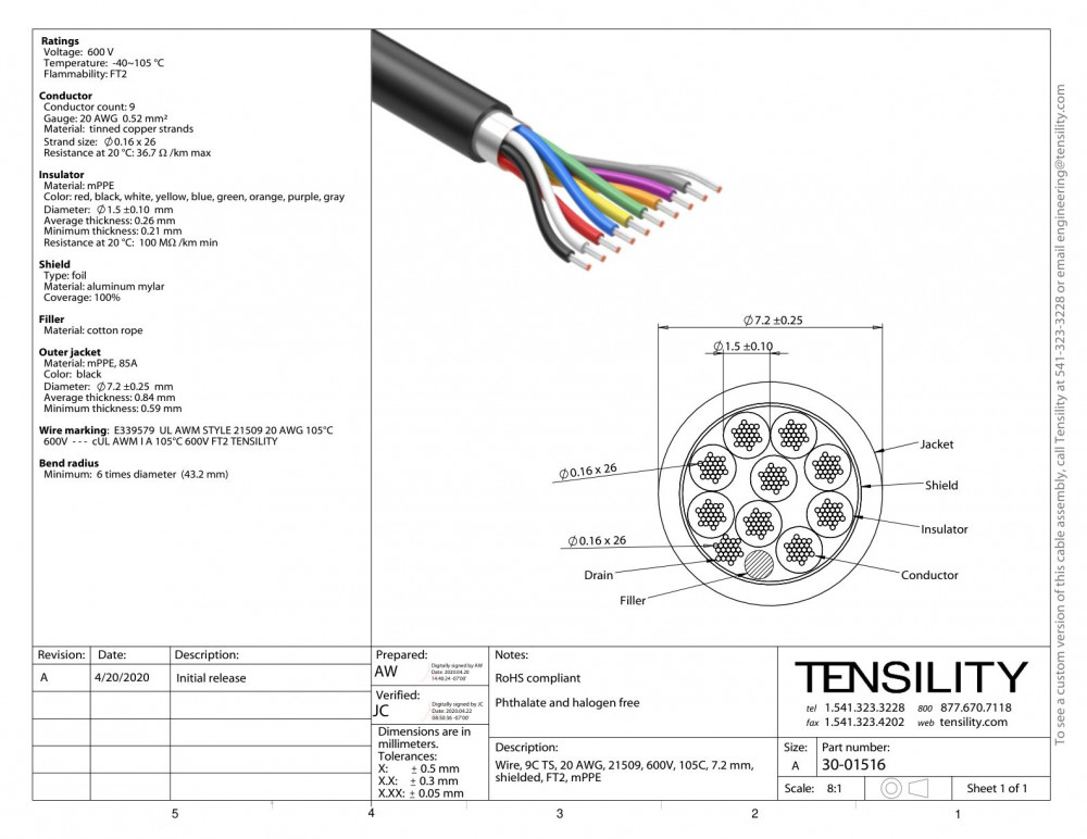 Technical drawing for Tensility International part 30-01516