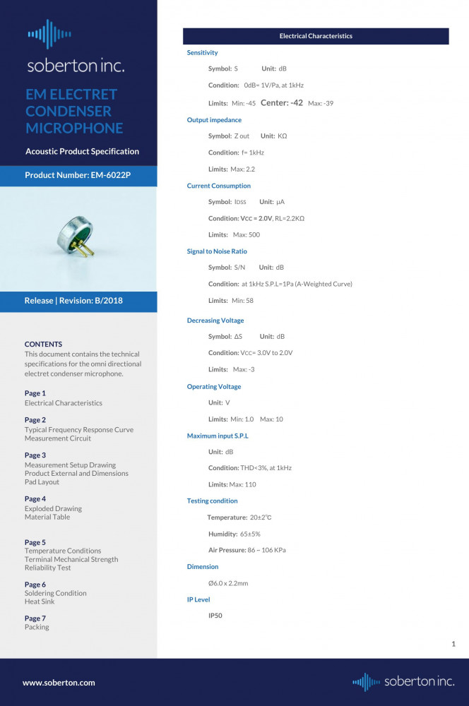 EM-6022P datasheet page 1