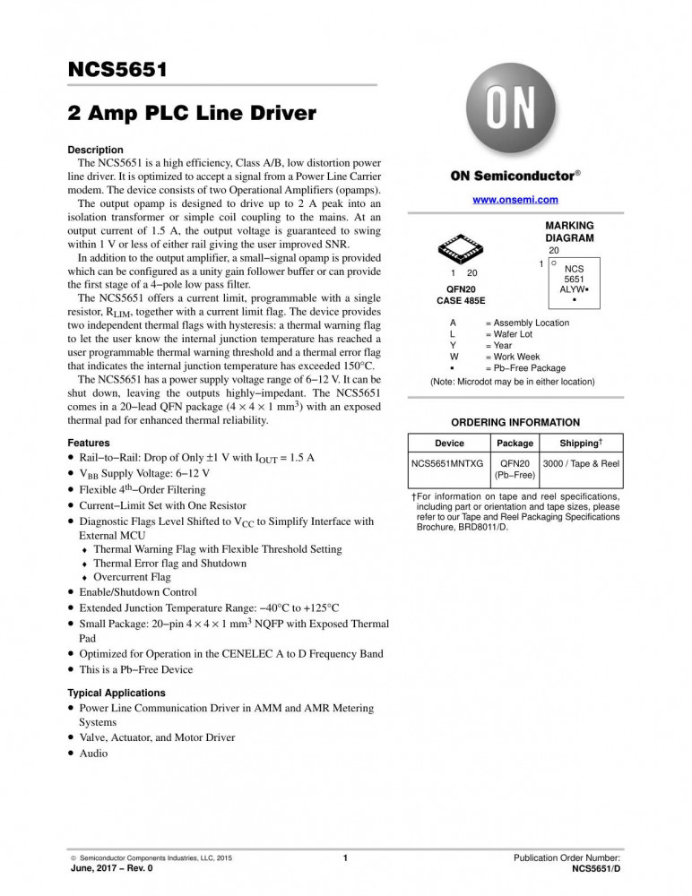 NCS5651 datasheet page 1
