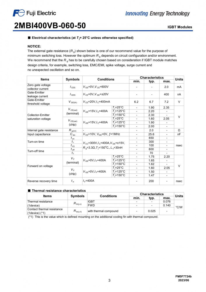 2MBI400VB-060-50 datasheet page 3