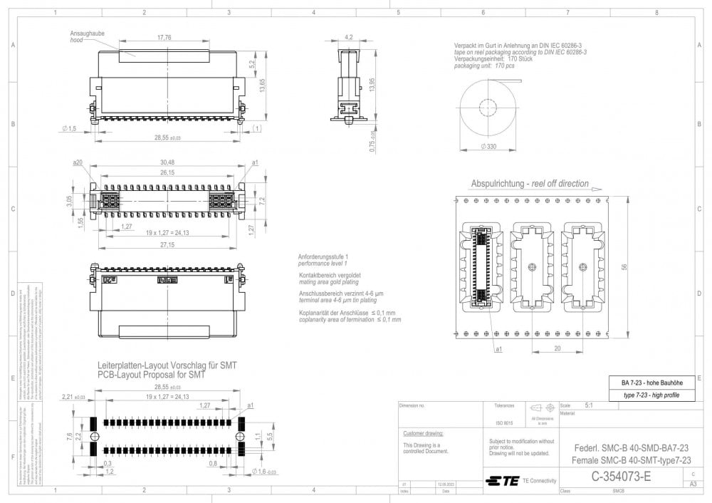 TE Connectivity ERNI 354073 technical document preview