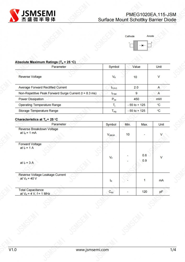 PMEG1020EA,115-JSM datasheet page 1