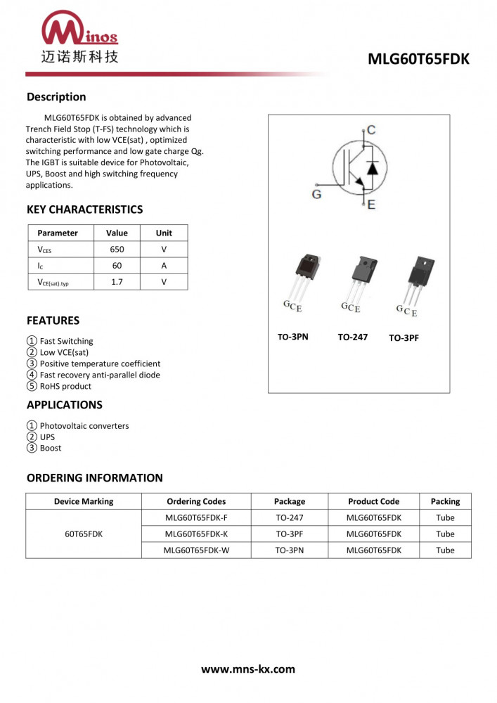 MLG60T65FDK datasheet page 1